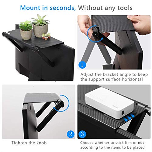 AHIER 13 Inch Cable Box Shelf for Wall Mounted TV, TV Top Shelf Mount on Desktop Computer Monitor to Hold Cable Boxes, Media Boxes, Game Console Black