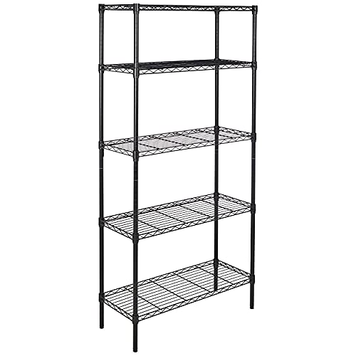 Amazon Basics 5-Shelf & 3-Shelf Adjustable, Storage Shelving Unit, Steel Organizer Wire Rack, Black