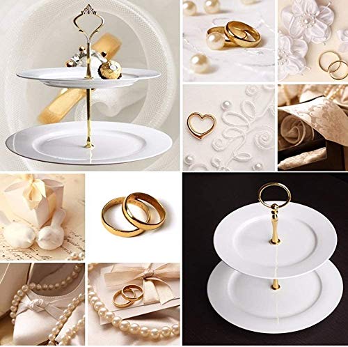 1Set 3 Tier Heavy Duty Metal Cake Stand Handle Fruit Dessert Cupcake Plate Stand Centre Handle Fitttings Round Hardware Rod Holder with Stylus(Silver)