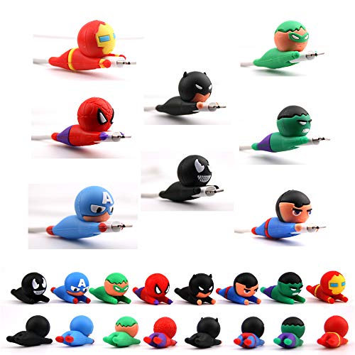 Axanbox Data/Charging/Lightning Cable Protector Saver Chewers 3D Cartoon Animal Cute Cord Protector USB Cable Saver Phone Charger Cable Sleeve Cable Wire Wrap Protector (Superheroes-8PCS)