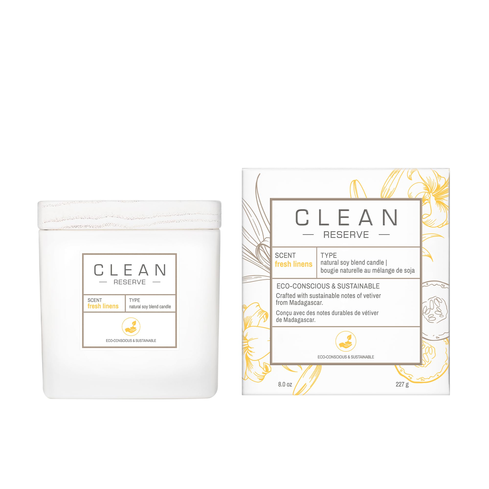 CLEAN RESERVE Home Candle | Natural Soy Blend Scented Candle | Premium Non-Toxic Candle Made with Sustainable Ingredients | Up to 40 Hour Burn Time | 8 oz