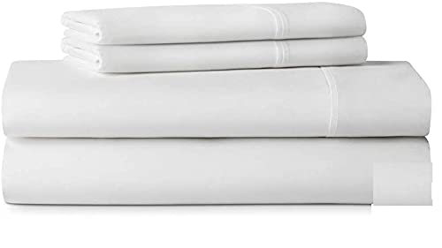 3 PC's Cot Bed Sheet Set - 33" x 75" White Cot Set - 1 Cot Fitted Sheet, 1 Cot Flat & 1 Cot Pillowcase - 100% Egyptian Cotton 600TC Cot Set - Perfect for Narrow Twin/Cot Size/Rv Bunk/Guest Bed