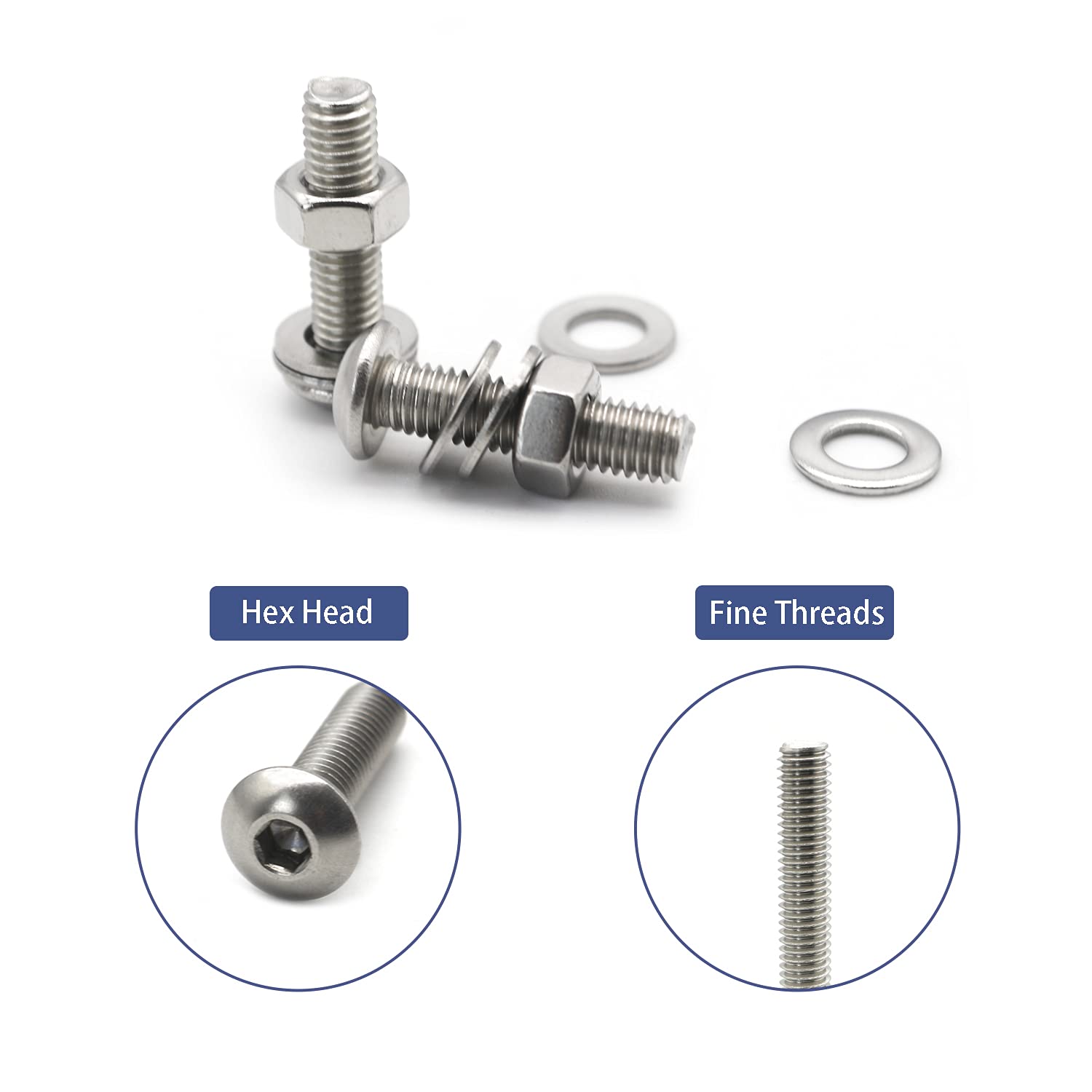 1200 PCS Nuts and Bolts Assortment Kit, Metric M2 M3 M4 M5 Machine Screws, Stainless Steel 304 Hex Socket Head Cap Bolts and Nuts Kit.