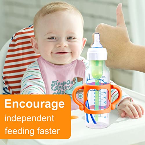 4Pcs Bottle Handles for Dr Brown Narrow Baby Bottles, Baby Bottle Holder with Easy Grip Handles to Hold Their Own Bottle - BPA-Free Soft Silicone