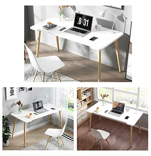 Modern Simple Style Computer Desk,Solid Wood Ergonomic Writing Table Workstation,Pc Laptop Study Writing Desk Workstation for Home Office