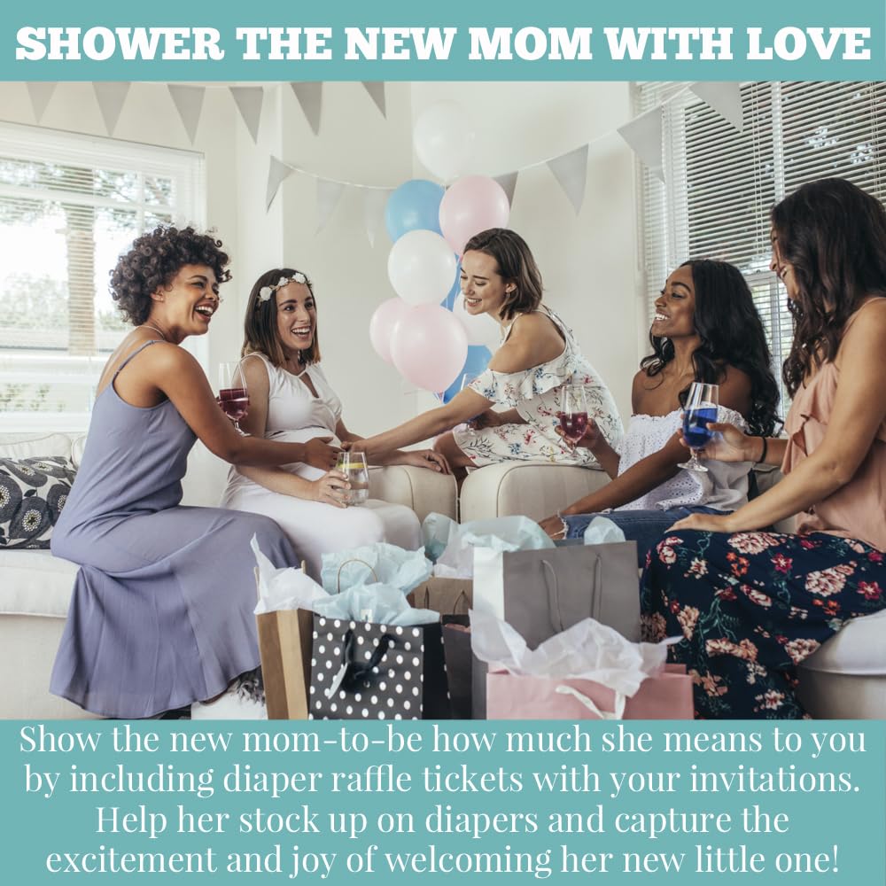 Amanda Creation Blue and Silver Snowflake Diaper Raffle Tickets for Boy Baby Showers, 20 2" X 3β Double Sided Insert Cards for Games, Bring a Pack of Diapers to Win Favors & Prizes!