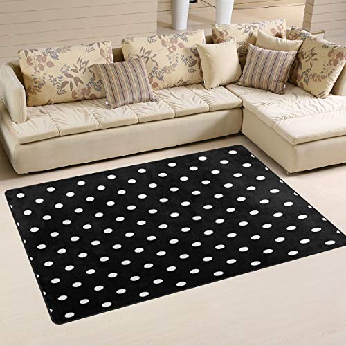 ALAZA Black White Polka Dot Area Rug Rugs Non-Slip Floor Mat Doormats Living Dining Room Bedroom Dorm 60 x 39 inches inches Home Decor