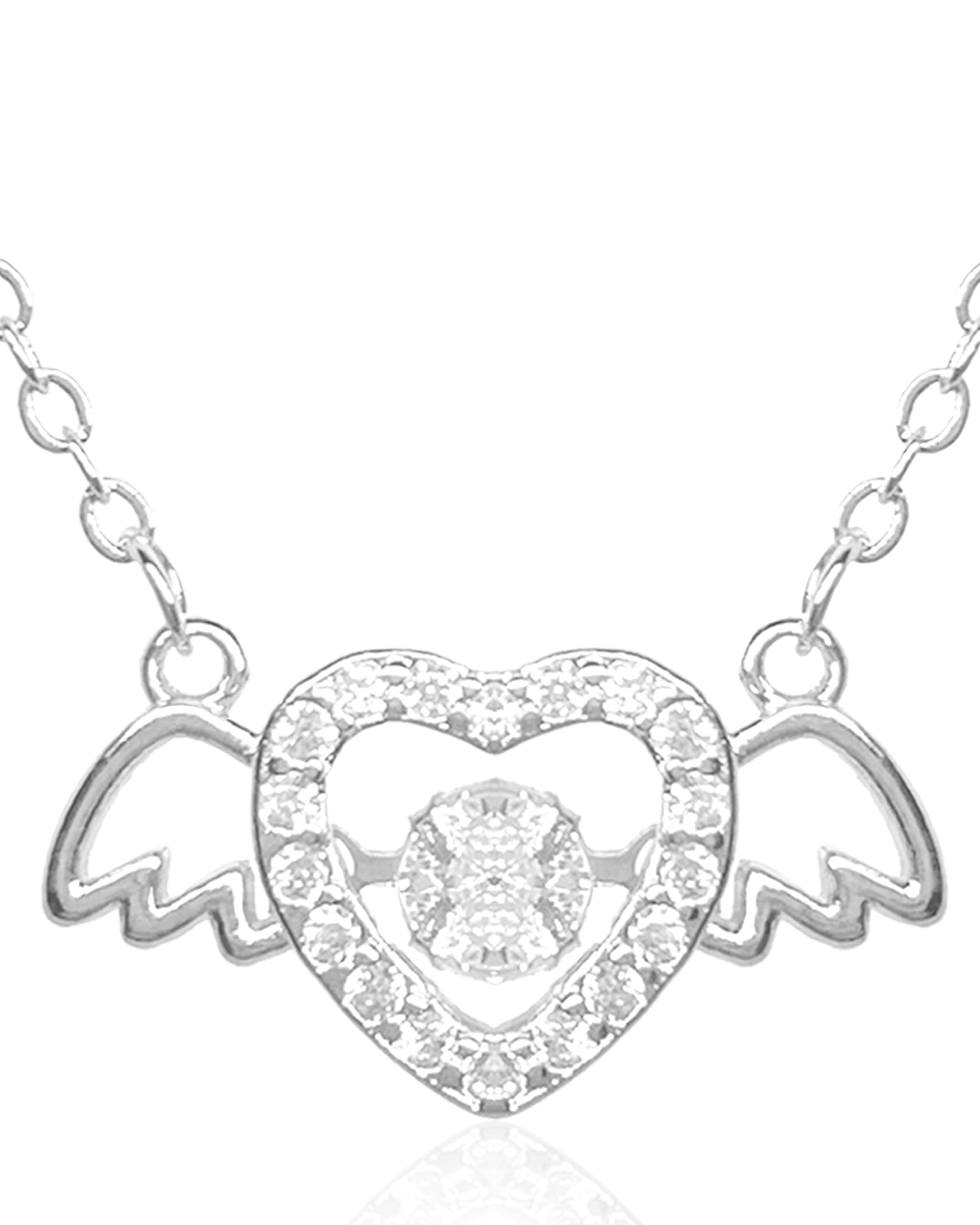 14K White Gold Plated Sterling Silver Dainty Women Pendant Necklace with CZ Stones for Girlfriends Gift Packed (Infinity Heart)