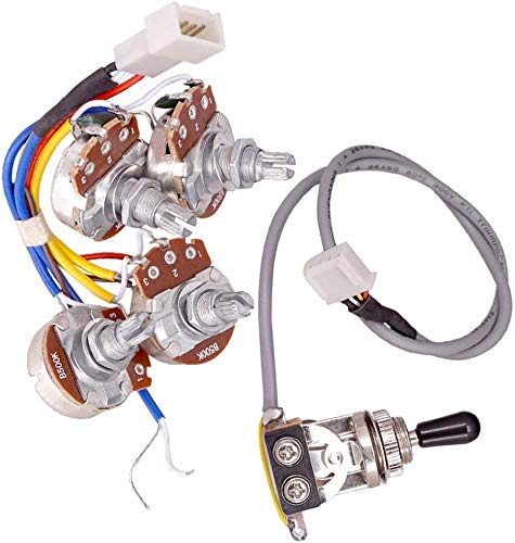 1 Set Guitar Circuit Wiring Harness Kit with 2 Pieces A500k B500K Pots and 1 Piece 3 Way Toggle Switch fit for LP Electric Guitar (A)