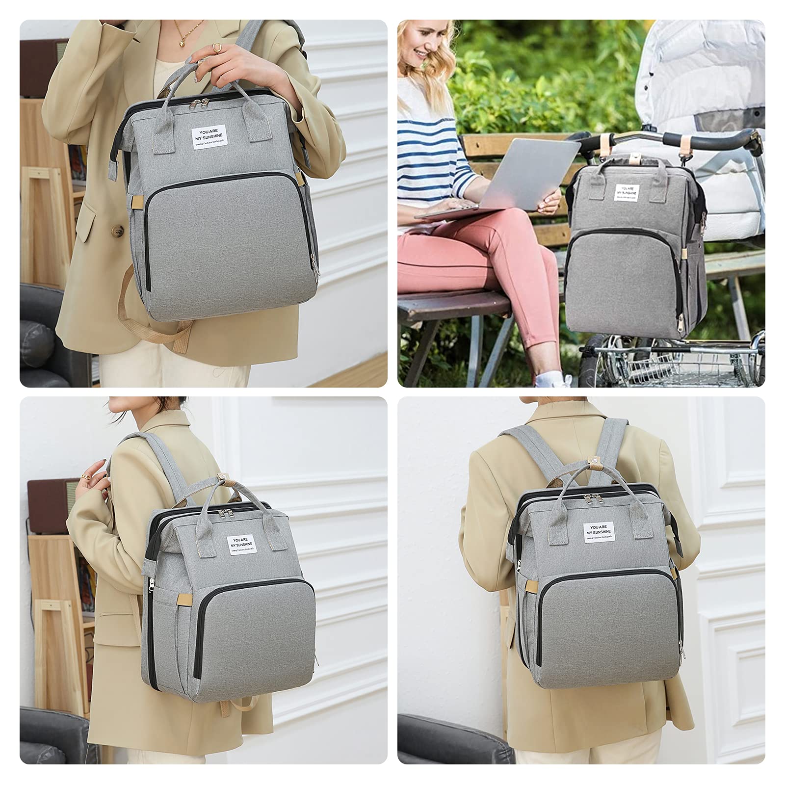 Lifecolor Diaper Bag Nappy Bags Waterproof Travel Backpack Mom Baby Care(Gray)