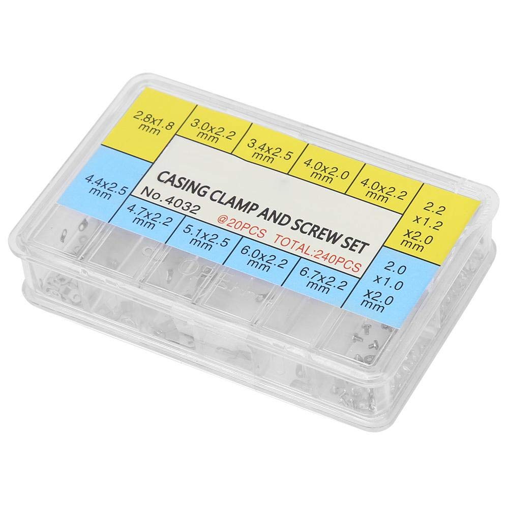 240pcs Watch Case Clamp Adapter Watch Crown Parts for 2824 2836 2846 Housing Movement Fixing Screw Washer