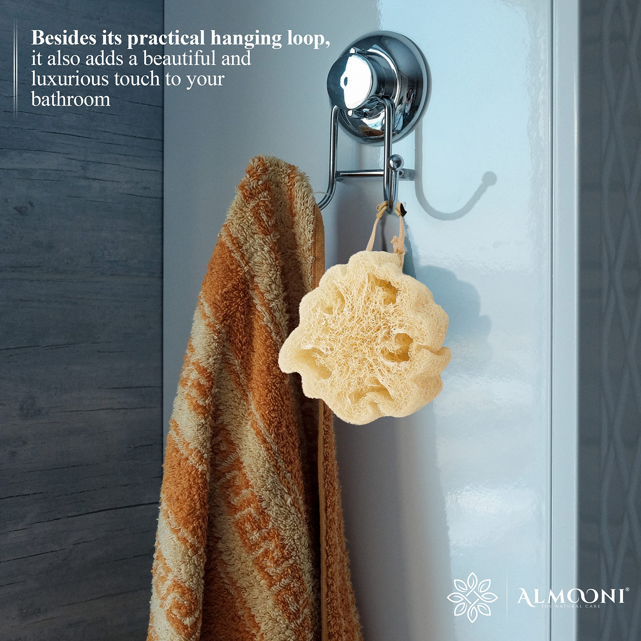 Almooni Mini Natural Loofah Sponge - Real Egyptian Shower Exfoliating Loofah - Small Loofah Scrubber for The Perfect Grip - 3 Count(1 Pack)