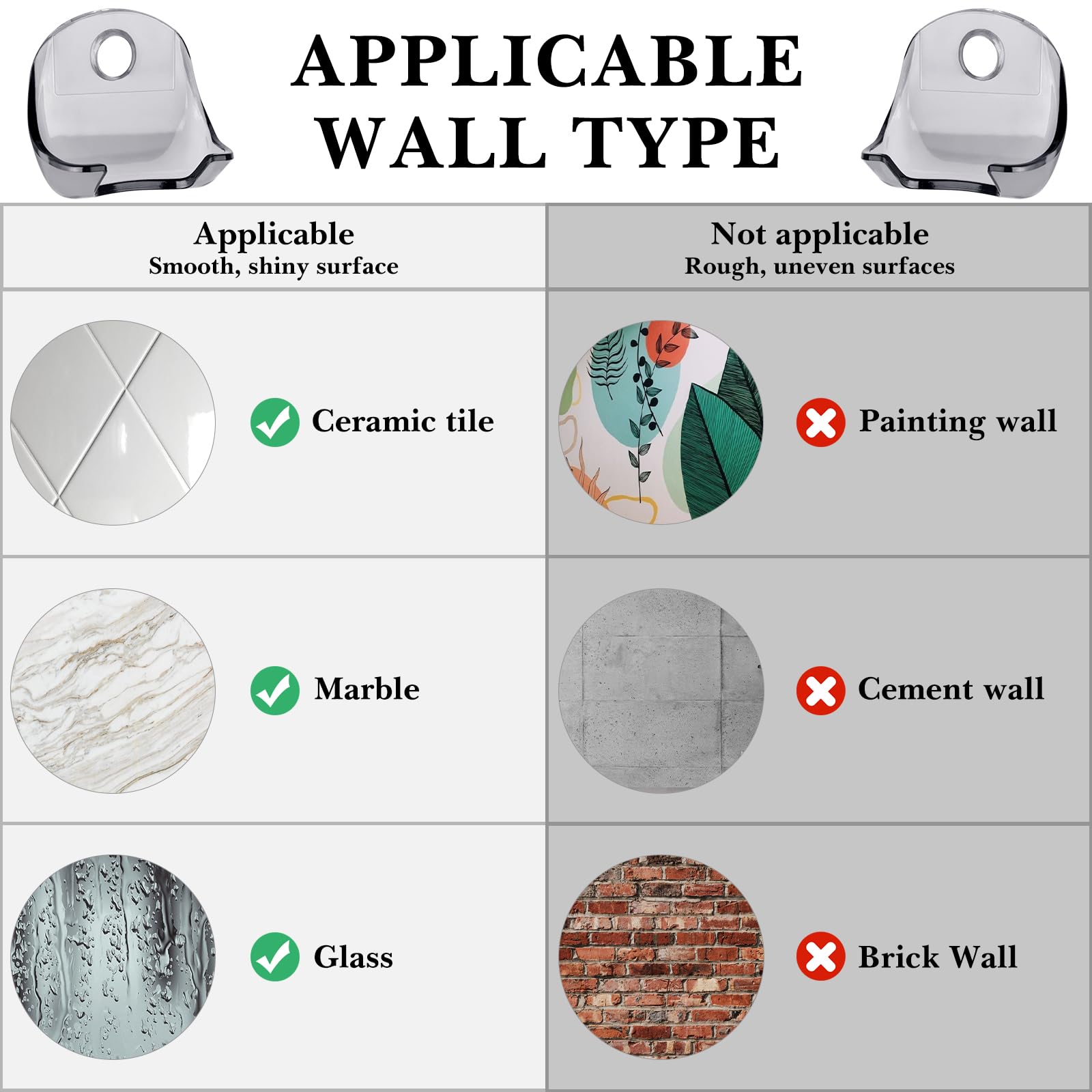 Linkidea 2 Pack Wall Mount Razor Holder for Shower Wall, Self Adhesive Shaver Bathroom Hooks Hanger Compatible with Gillette Venus Platinum, Fusion 5 Proshield & Proglide, Mach 3 Classic (Grey)