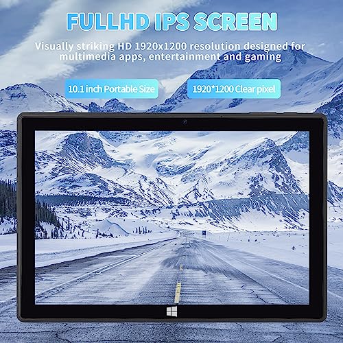 【MS Office 2019/Win11 Pro】2 in 1 Tablet 10.1" 1920x1200 IPS Screen Laptop Celeron J4105 CPU(Quad core)1.5~2.5Ghz,DDR4 16GB RAM 256GB SSD,Ultra-Light Portable Laptop/Camera 2MP+5MP(16G+256GB,Black)