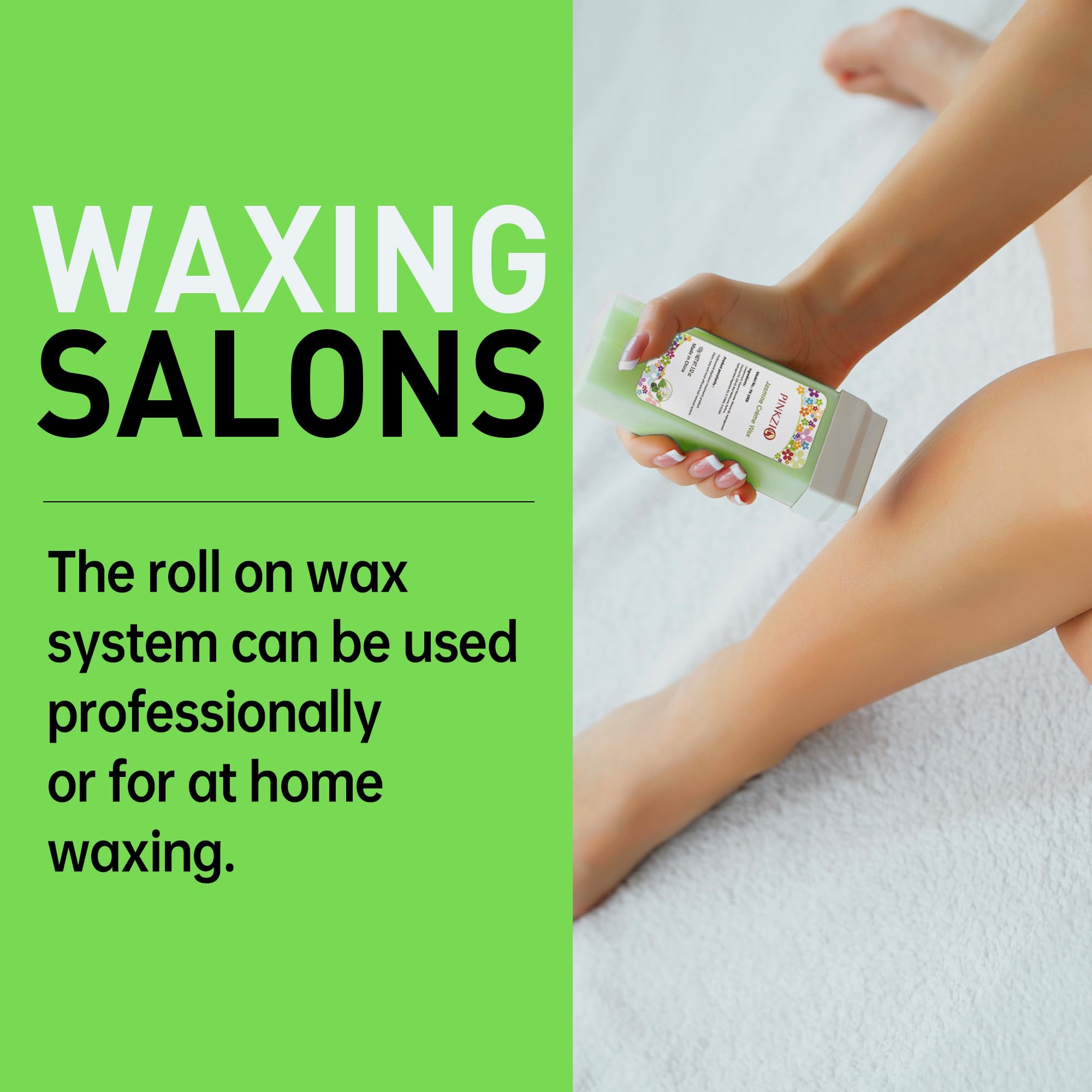 PINKZIO 3 Packs Jasmine Roll On Wax, Hair Removal Wax Cartridge, Body Waxing, 3.52 Oz/Pack