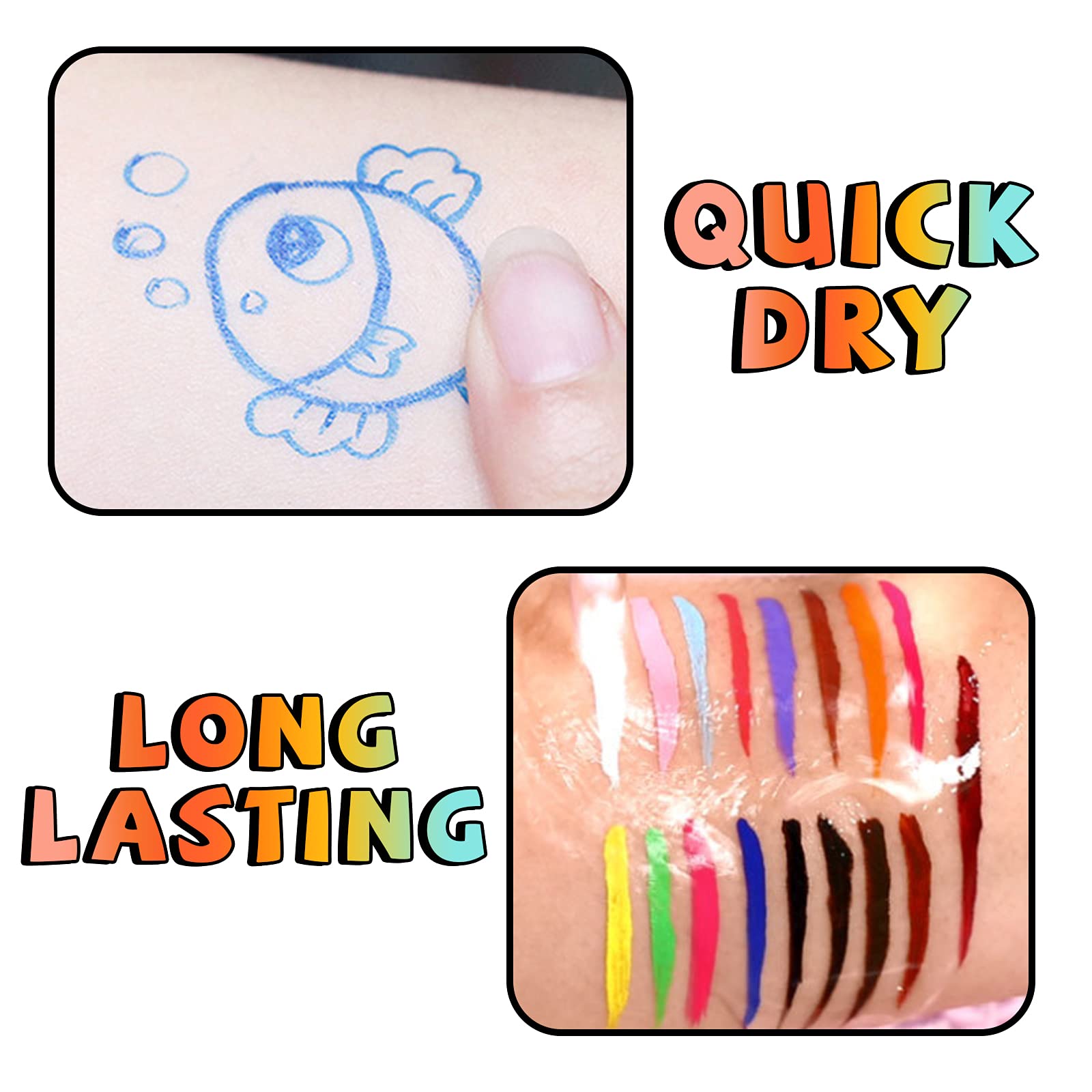 Permotary 16 PCS Matte Colorful Liquid Eyeliner Set Neon Eye Liners Pen,Waterproof Long Lasting Quick Dry Rainbow Eyeliner Eyeshadow Pencil Makeup Kit Gift for Women Girls