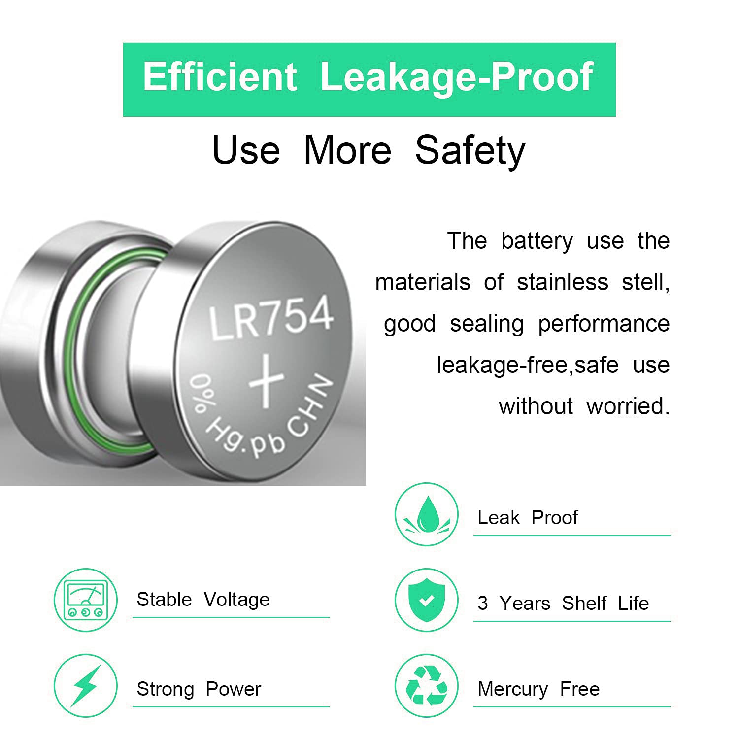 50PCS AG5 Button Cell Battery,LR754 393A SR48 AG5 Alkailine Coin Batteries for Misfit Ray, Laser Bore Sight, Hearing Aid, Fitness Tracker,Watch,AR Light,Digital Callipers