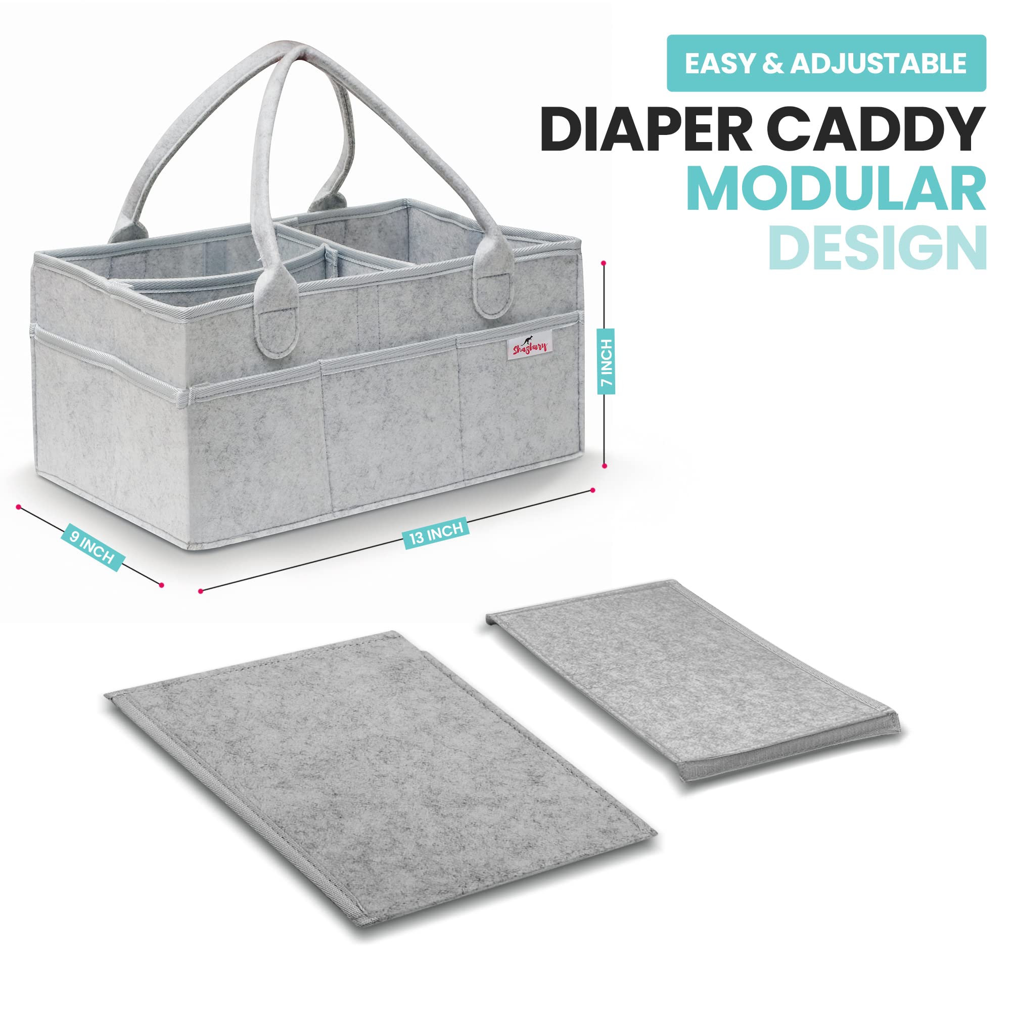 Baby Diaper Caddy Organizer with handle-Diaper Organizer Caddy For Girl Boy,Large Baby Organizer for Changing Table & Car,Felt Diaper Caddy,Baby Diaper Caddy Organizer Basket Grey,Baby Caddy Organizer