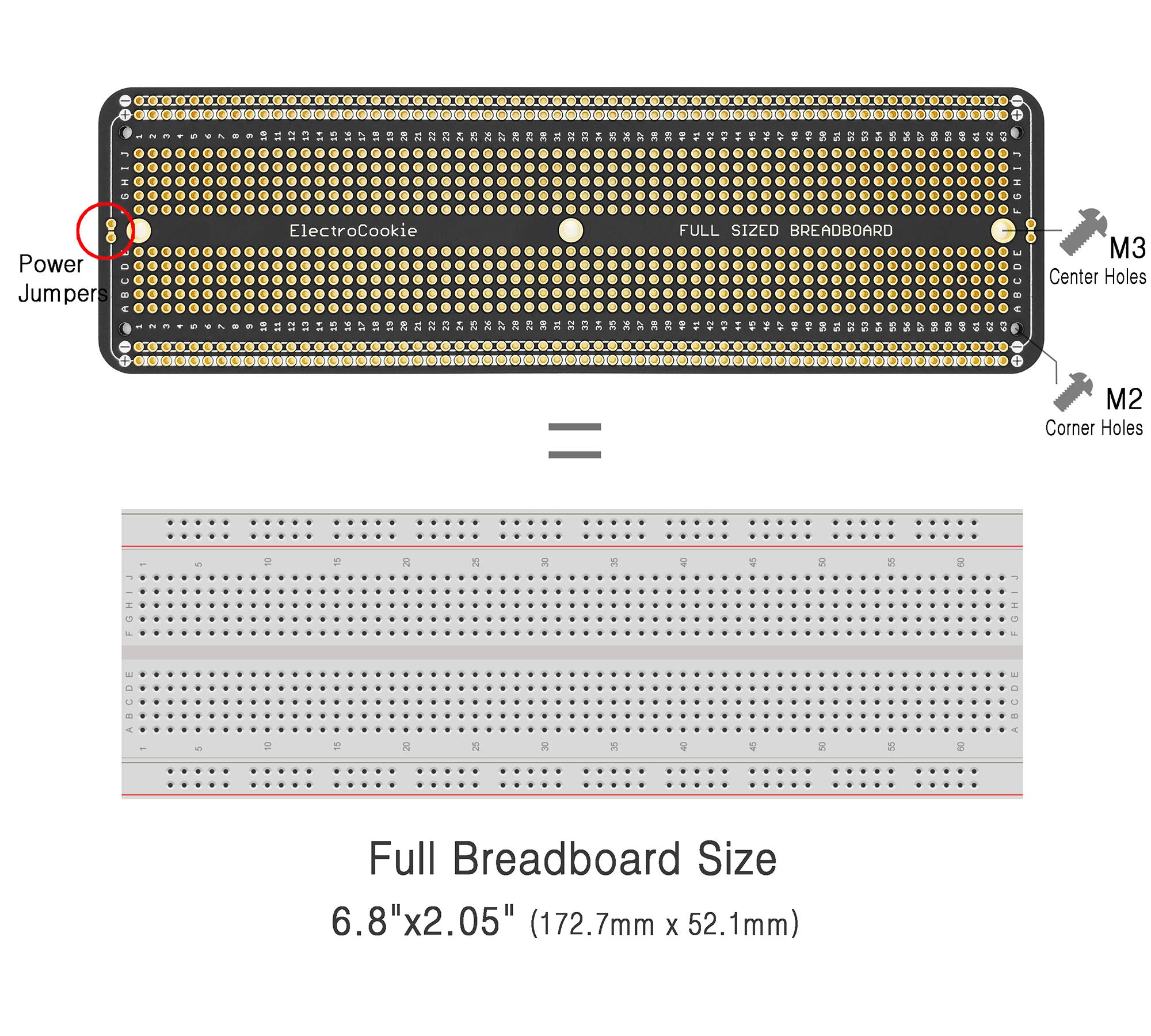ElectroCookie PCB Prototype Board Large Solderable Breadboard for Electronics Projects Compatible for DIY Arduino Soldering Projects, Gold-Plated (3 Pack, Matte Black)