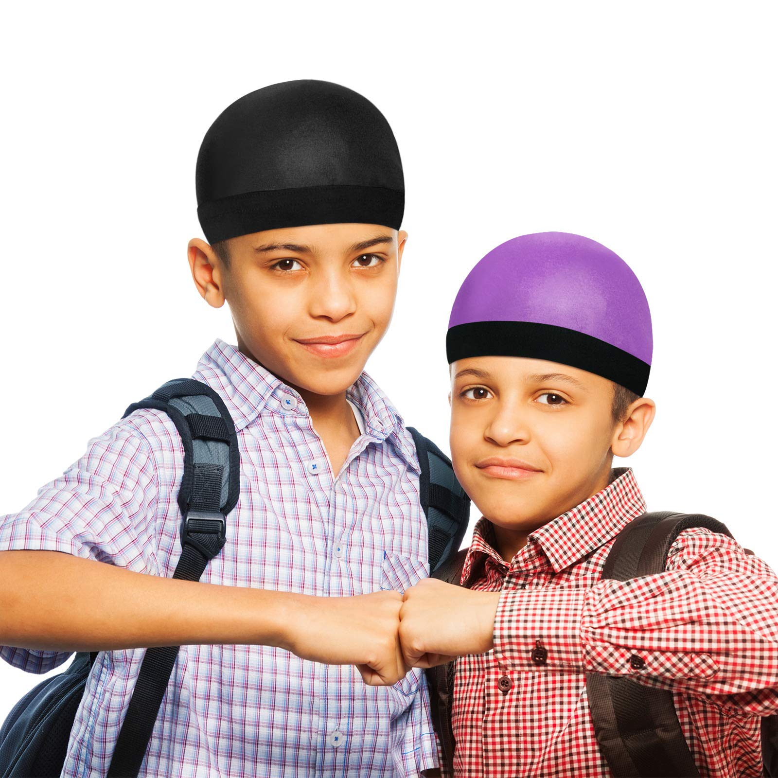 12 Pieces Kids Satin Silky Wave Caps Set Unisex Baby Beanie Cap Elastic Band Skull Caps for Boys Girls Multiple Colors