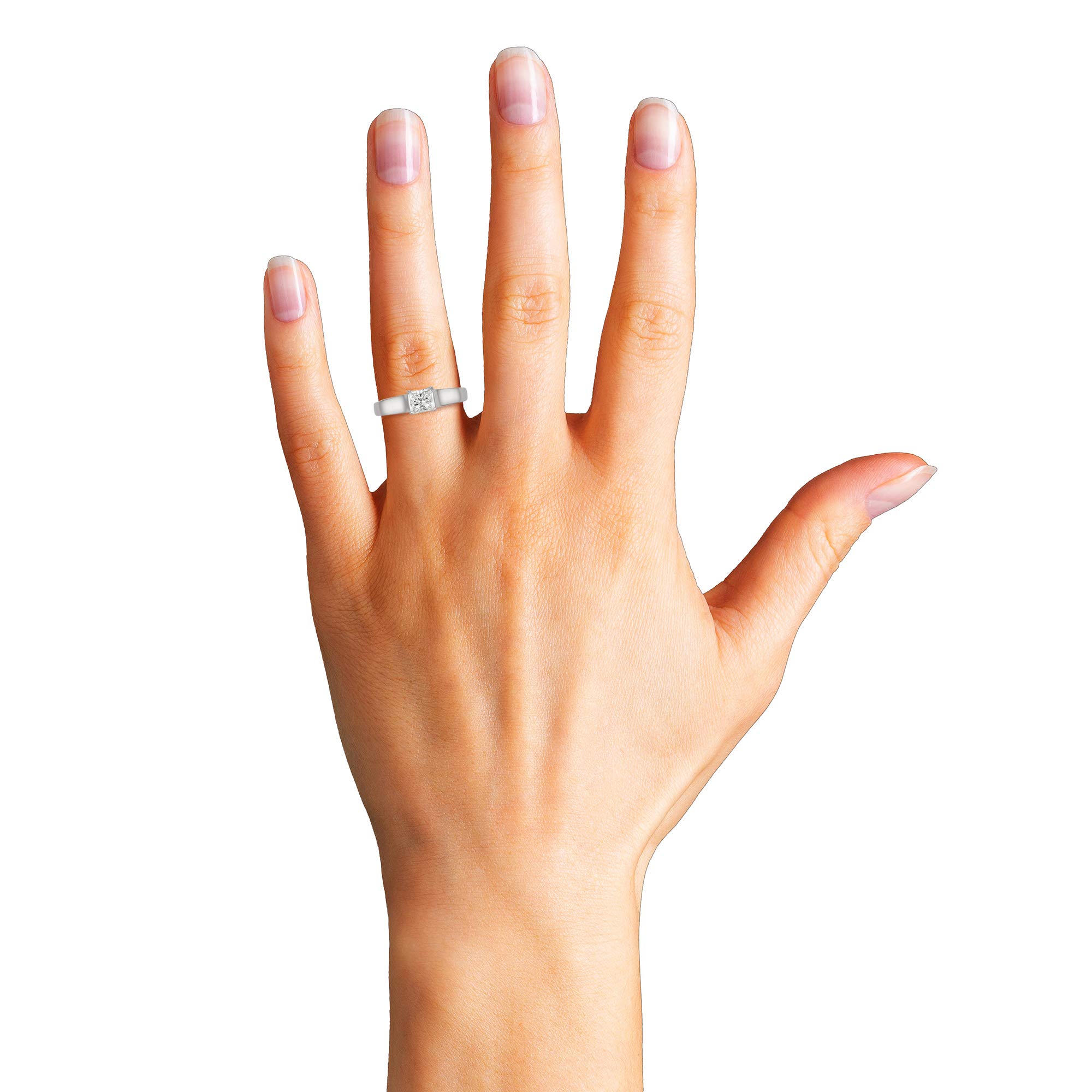 1/3 cttw, 14k White Gold Princess-cut Solitaire Diamond Engagement Wedding Ring (1/3 cttw, I-J, I2-I3), Size 7.5