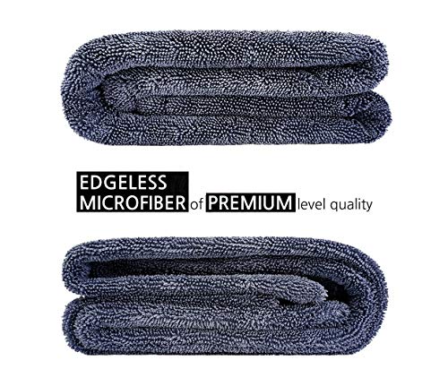 Microfiber Car Drying Towel, 1300GSM Superior Absorbency Twist Loop for Drying Cars, Trucks, and SUVs (Gray, 20"x32")