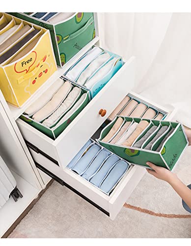 2PCS Washable Wardrobe Clothes Organizer, 7/9 Grids Foldable Visible Closet Organizer Clothes Drawer Mesh Separation Box for T-shirts, Leggings, Skirts (9 Grids Large Size Avocado)