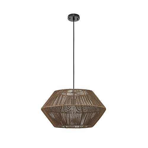 Globe Electric 60530 Malay 1-Light Pendant Light, Natural Twine Shade, Black Hanging Cord