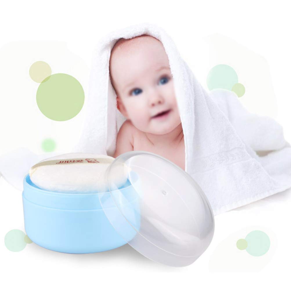 Powder Puff 2 Pcs Powder Puff Case Portable Empty Body Powder Container Dispenser Case with Sifter and Powder Puffs for Infant Baby Newborn Baby Puffs