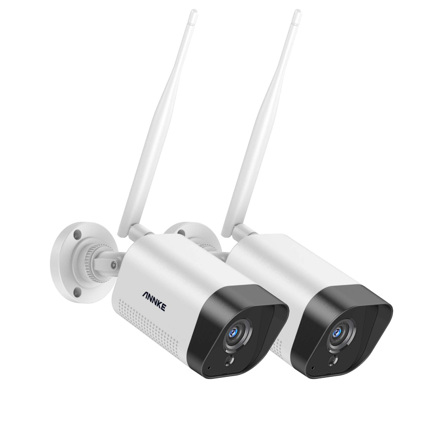 ANNKE [ 2 Pack] 2K Add-On Wi-Fi Outdoor Security Cameras, 3MP Wireless Surveillance IP Cameras with 100ft Night Vision, Compatible with Alexa, IP66 Waterproof, Instant Email Alert