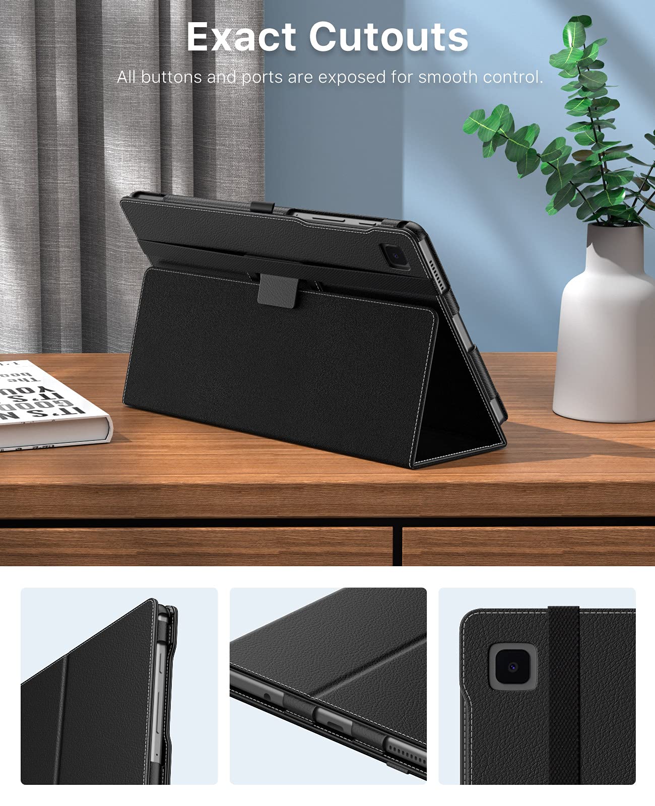 MoKo Case Compatible with Samsung Galaxy Tab A7 Lite 8.7 Inch (SM-T225/T220/T227), Slim Lightweight PU Tablet Shell Cover Stand Case Fit Samsung Galaxy Tab A7 Lite 8.7 2021 Tablet - Black