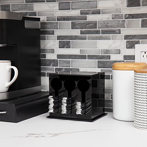 Mind Reader Foundation Collection, 3-Compartment Utensil Dispenser, 24pc. Capacity per Compartment, Cutlery Storage, Countertop Organizer, Kitchen and Breakroom, Black