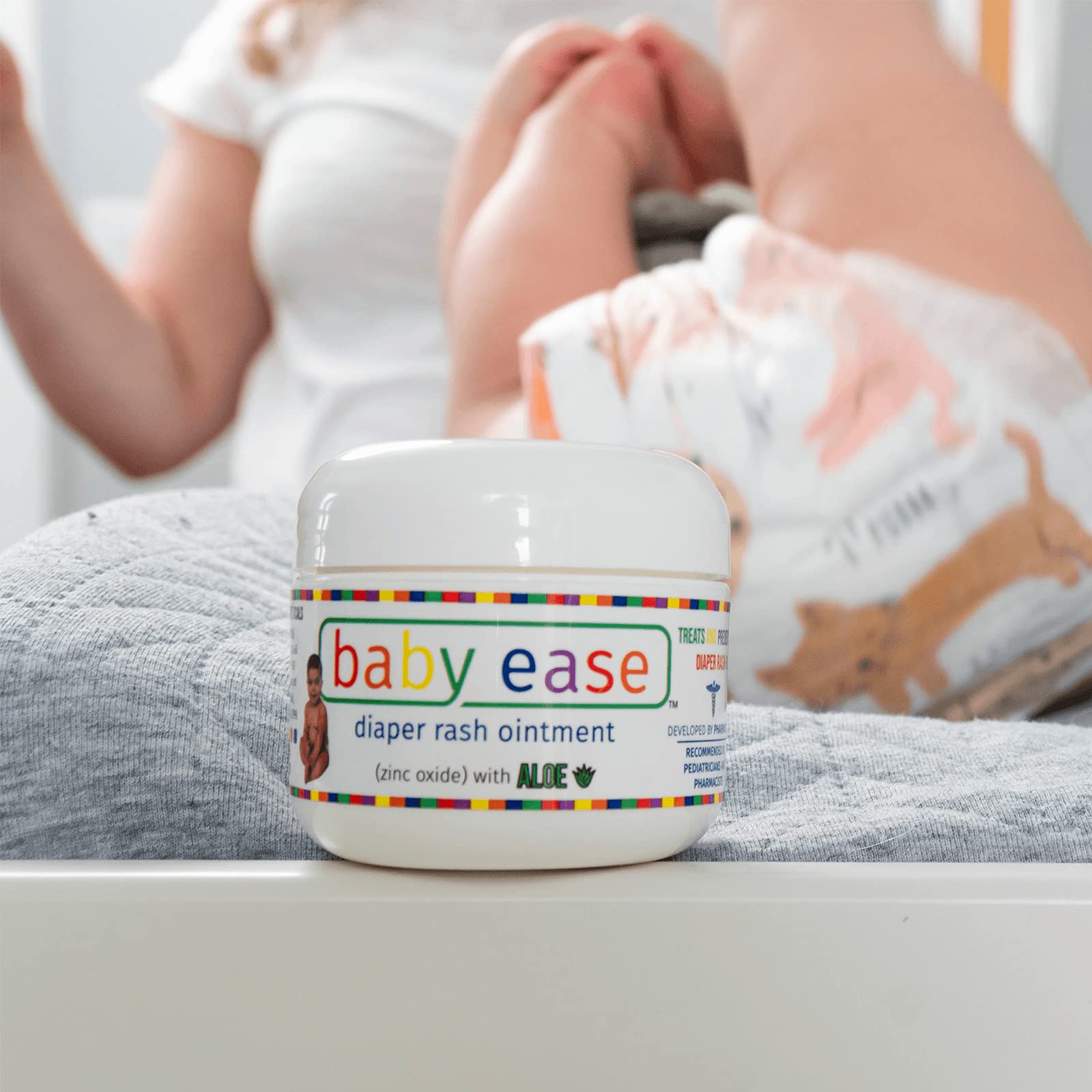 BabyEase - Diaper Rash Cream with Zinc Oxide and Aloe Vera - Recommended by Pediatricians and Pharmacists. Relief & Prevention, Hypoallergenic, Phthalate- & Paraben-Free Paste