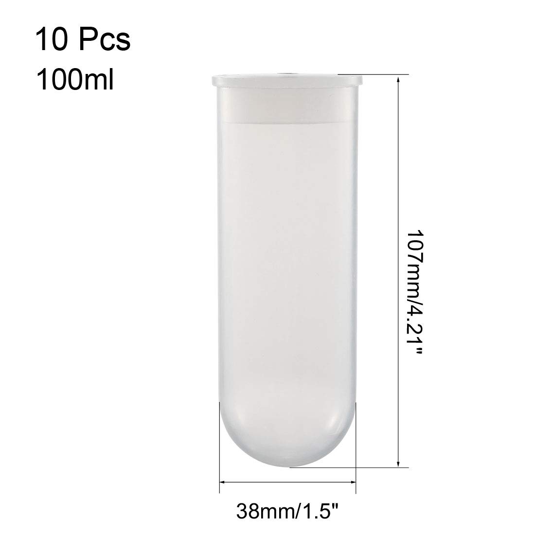 uxcell 10 Pcs 100ml Plastic Centrifuge Tubes with Snap Cap, Polypropylene Graduated Micro Centrifuge Tube, Round Bottom, Clear, Storage Container for Beads Sample Lab