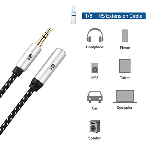 Cable Matters 2-Pack Headphone Extension Cable 10 ft (3.5mm Extension Cable/Aux Extension Cable, Aux Cord Extension) in Black - 10 Feet