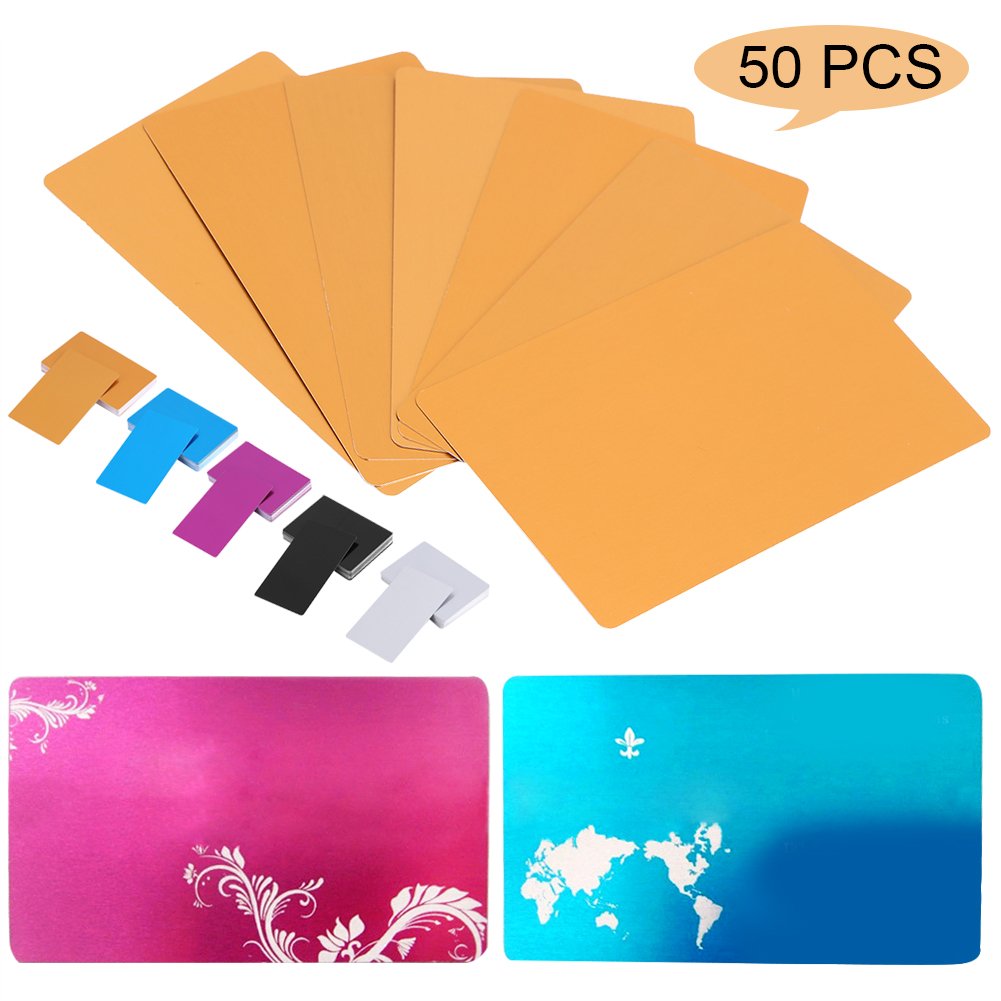 50Pcs Sublimation Metal Business Cards,Engraved Metal Business Cards Sublimation Blanks 3.4x2.1in Thicknes(Black)