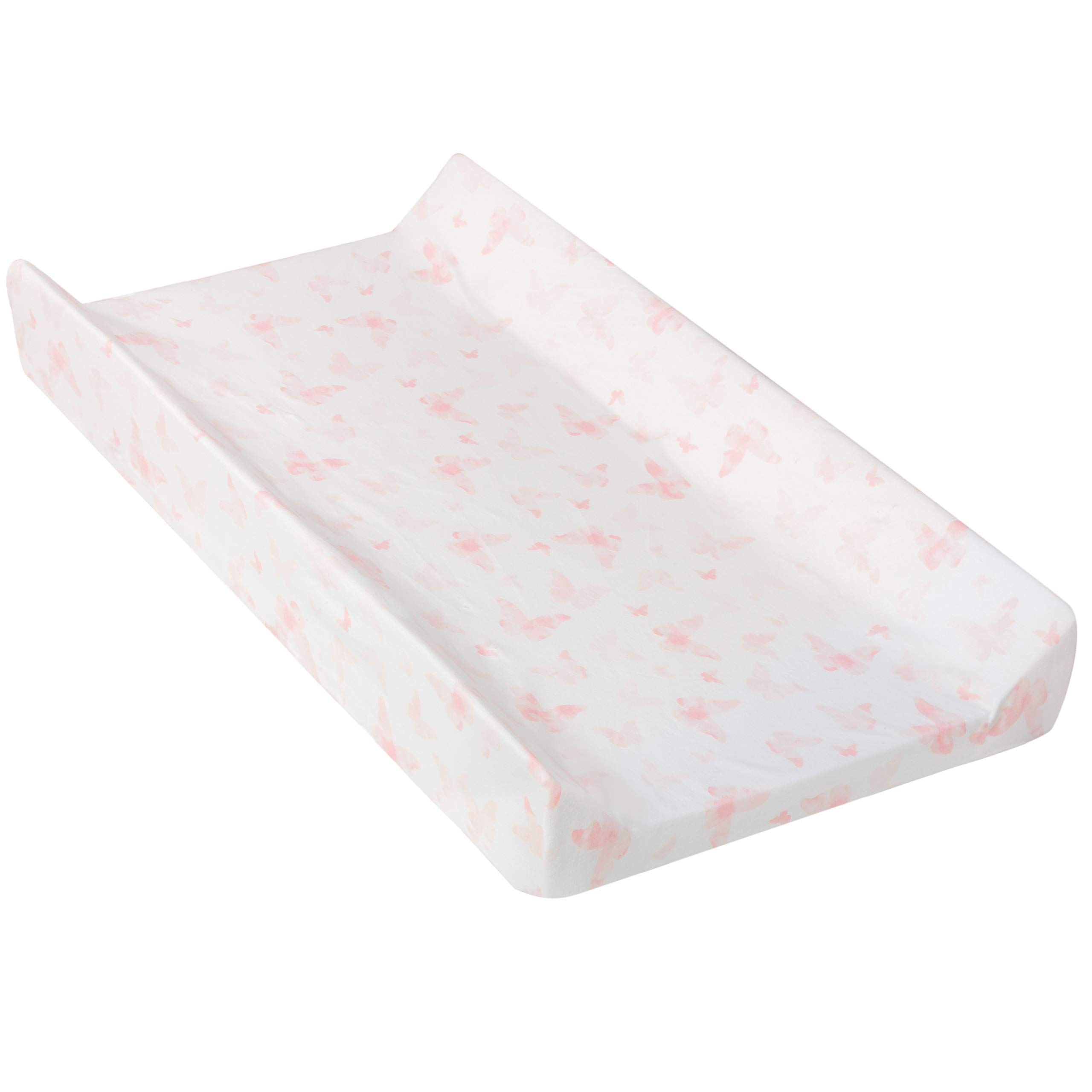 Andi Mae Changing Pad Cover - Watercolor Pink Butterflies -100% Jersey Cotton - Fits Standard Changing Pads