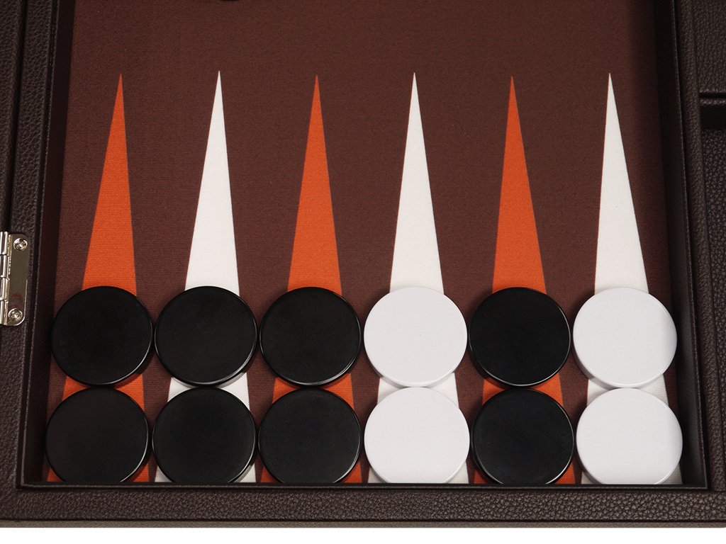 19-inch Premium Backgammon Set - Dark Brown Board