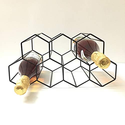 KirinRen Black Metal Wine Rack Freestanding, Tabletop Wine Rack Holder, Countertop Wine Bottle Holder (Black)