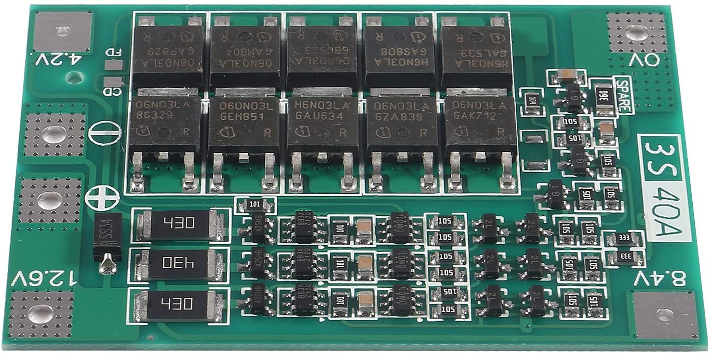 AOICRIE 3S 12V 40A PCB BMS Protection Board for 18650 Li-ion Lithium Battery Cell Module
