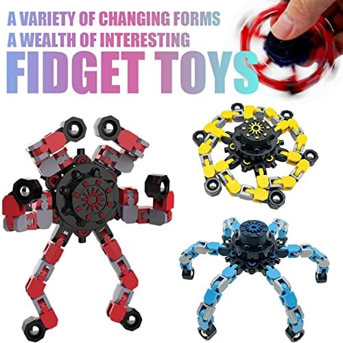 20PCS Transformable Fingertip Gyro Toy,Deformation Chain Robot Deformed Mechanical Spiral Twister Decompression Fingertip Toy Party Favors for Kids