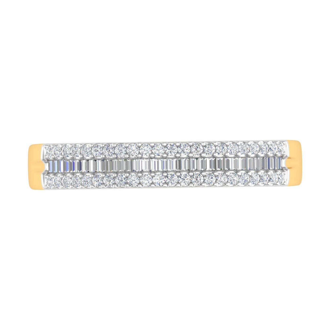 1/4 Carat Round & Baguette Shape Diamond Wedding Band Ring in 10K Yellow Gold (Ring Size 6.5)
