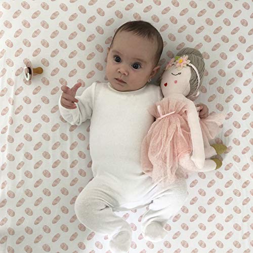 Adrienne Vittadini Bambini Jersey Cotton Standard Crib Sheets 2 Pack Watercolor Floral & Ovals, Pink