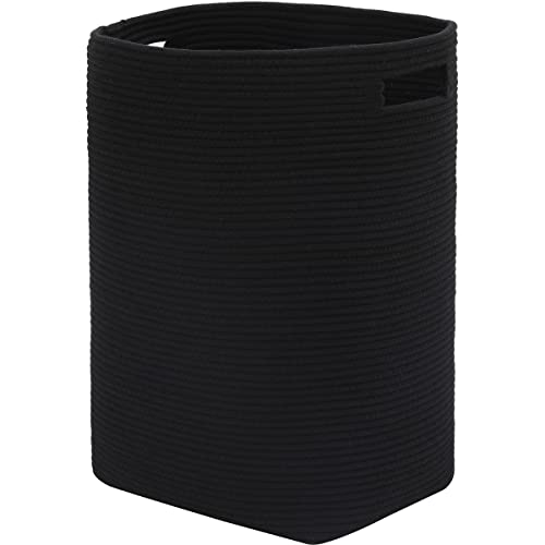 16"x13"x22" Extra Large Rectangular Storage Basket, Cotton Rope Storage Baskets, Woven Laundry Hamper, Toy Storage Bin, for Toys Blanket in Living Room, Baby Nursery, All Black
