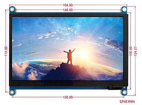 waveshare TOP1 7inch Capacitive Touch Screen LCD (H) HDMI IPS Display Computer Monitor 1024×600 Pixels Supports Raspberry Pi/Jetson Nano/Windows 11 Game Console