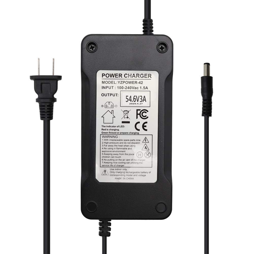 54.6V 3A Lithium Battery Charger for 48V 13s Batteries Pack DC 5.5×2.1mm Plug with a 5.5×2.5mm tip