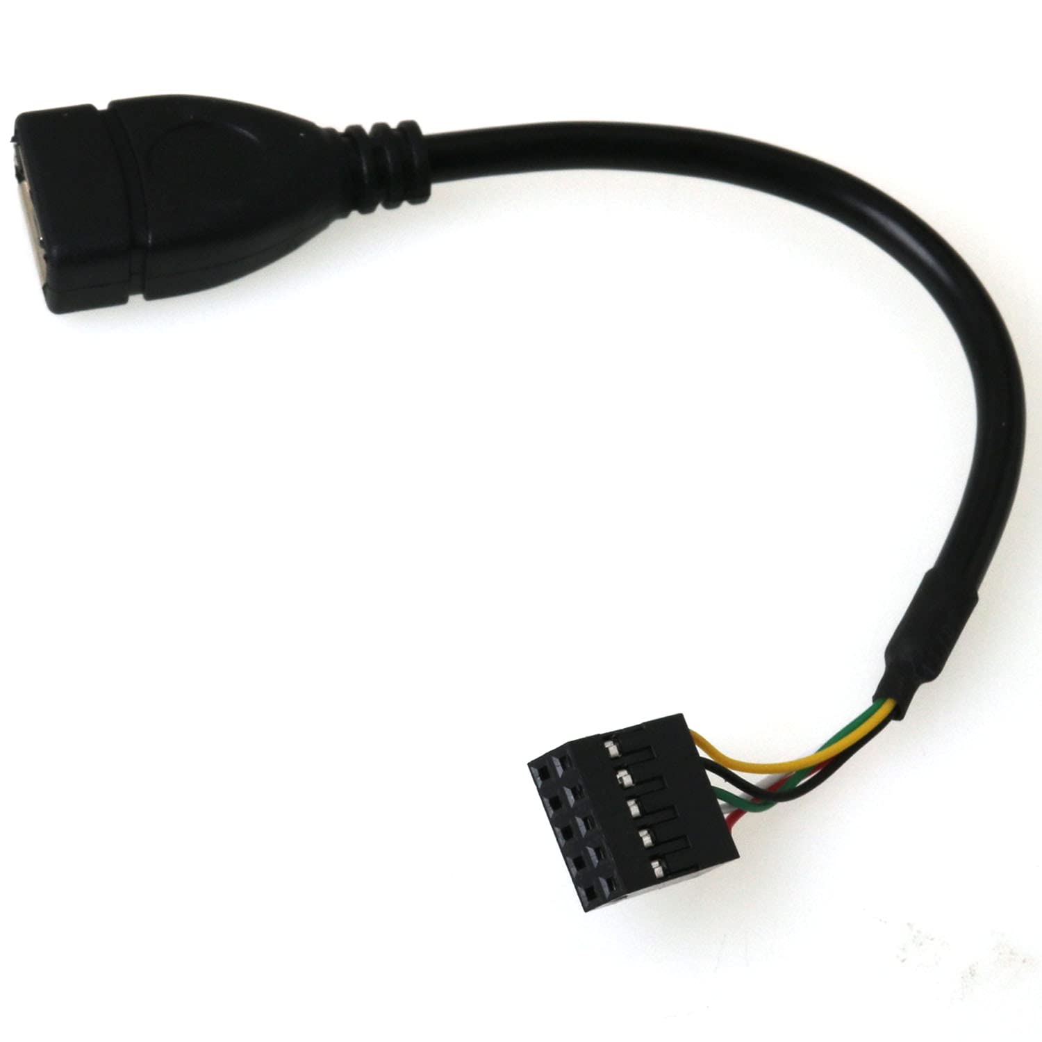 BAIRONG 10cm Motherboard USB 2.0 Adapter Cable A Female to Dupont 9 Pin Female Header Motherboard Cable Cord USB Header to USB Cable (0.1M), Black