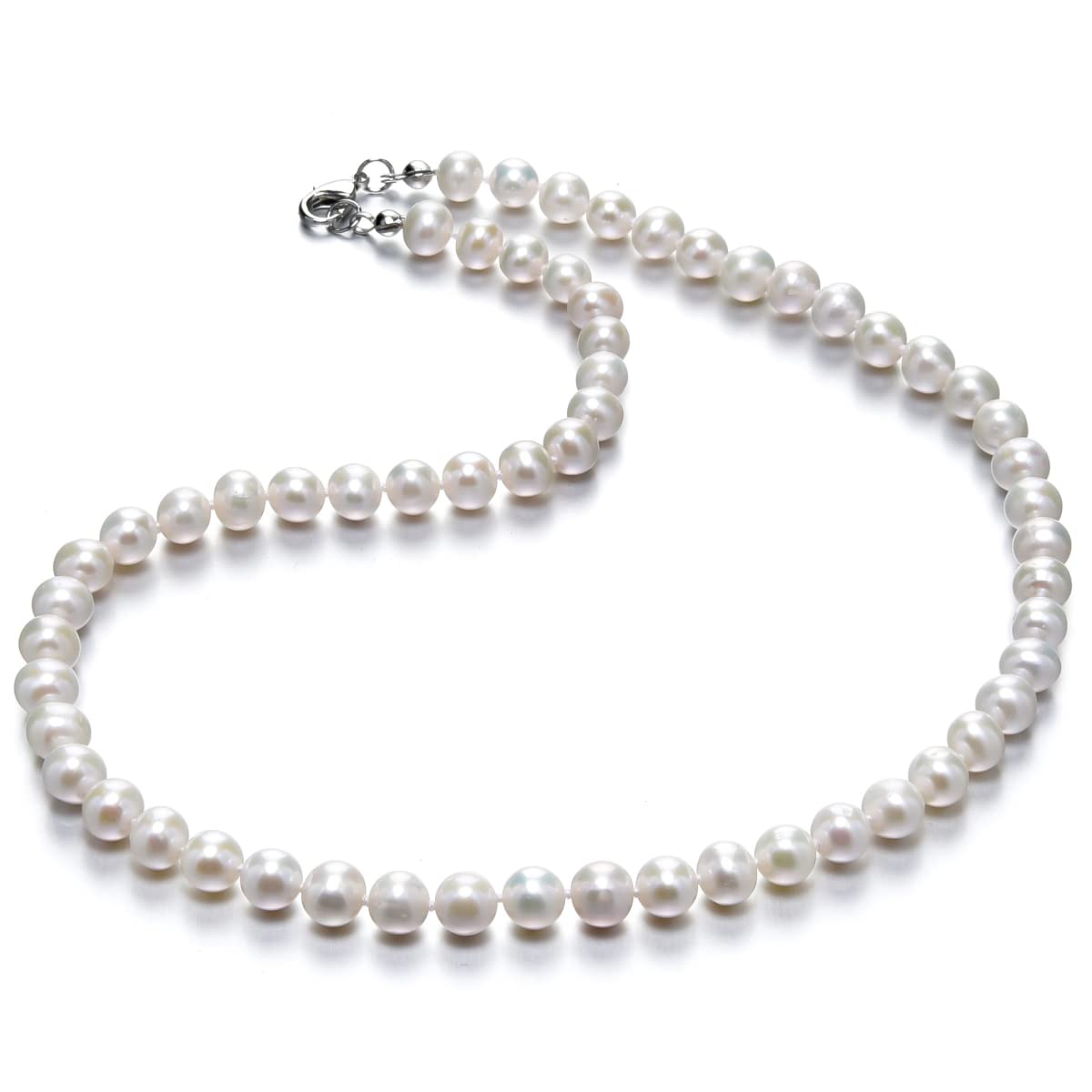 1 Strand Adabele Real Natural AAA Grade Round White Cultured Freshwater Pearl Organic Gemstone Necklace 18 Inch Long Single String Jewelry PN4-C67