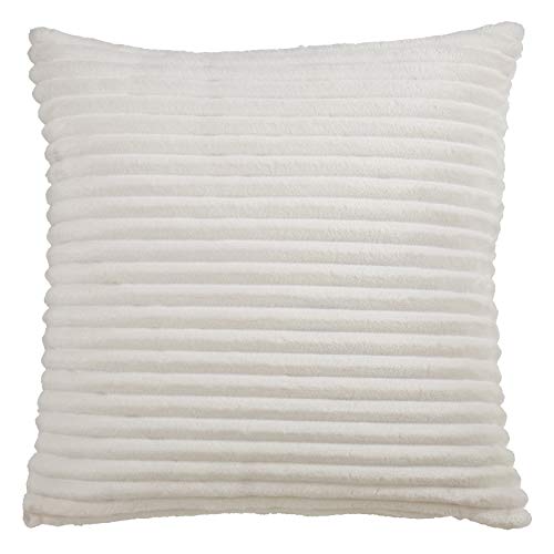 SARO LIFESTYLE Cora Cllection Faux Rabbit Fur Poly Filled Throw Pillow, 18", Ivory