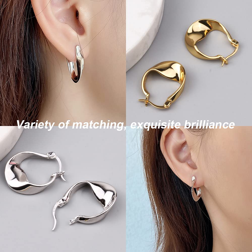 14K Gold Plated Hoop Earring for Women,Hypoallergenic Chunky Gold Earrings Small Simple Womens Hoop Earring